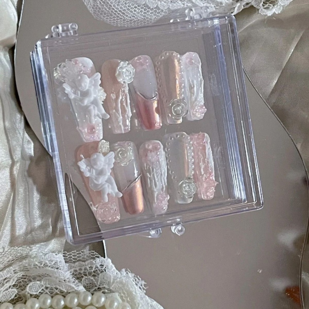 Pink Handmade Nail Baroque Style Gentle and Beautiful Nail Art Sweet ...