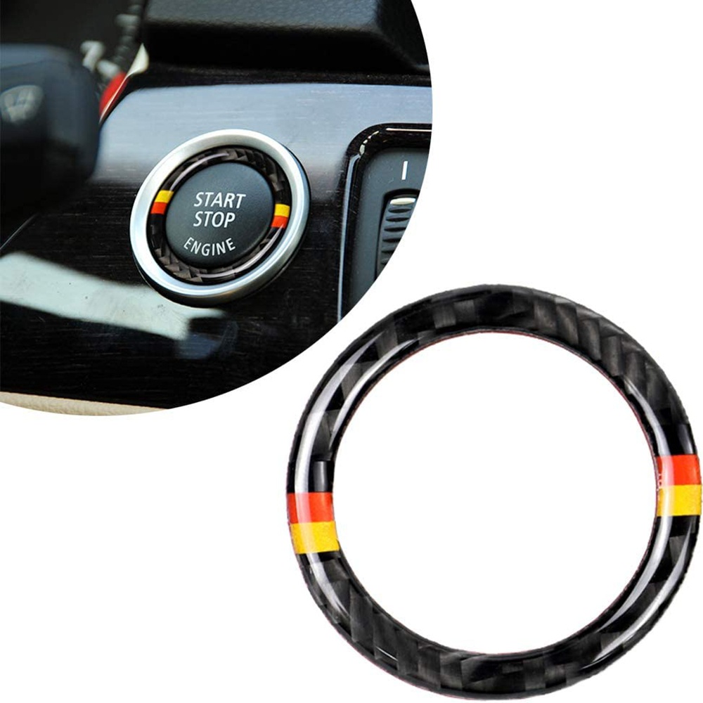 Carbon Fiber Car Engine Start Stop Ignition Key Ring Sticker for BMW ...
