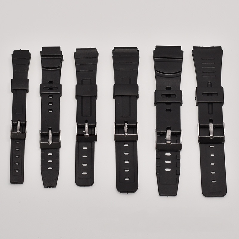 Black Rubber Strap Electronic Watch Strap Pin Buckle Wear-resistant ...