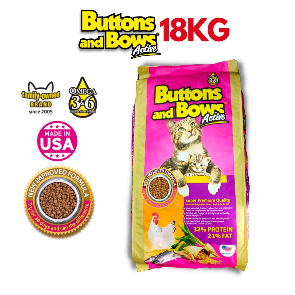 18KG Buttons and Bows (Discount Shipping RM12) Cat Dry Food /Makanan ...