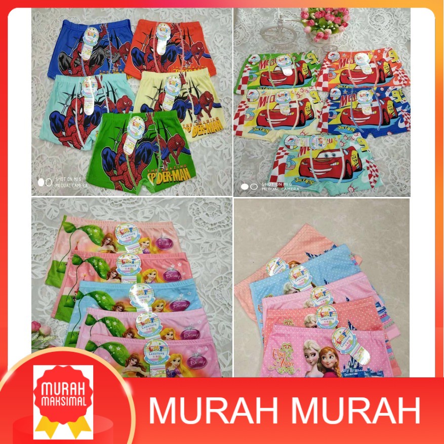 5 helai PACK Kids BOY Girls Cartoon Underwear Boxer COTTON 5 IN 1 ...
