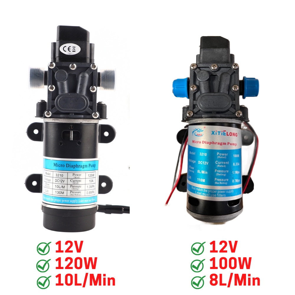 Pam Air Elektrik 12V/24V 120W 10L/min Pam Diafragma Penyedut Tekanan ...