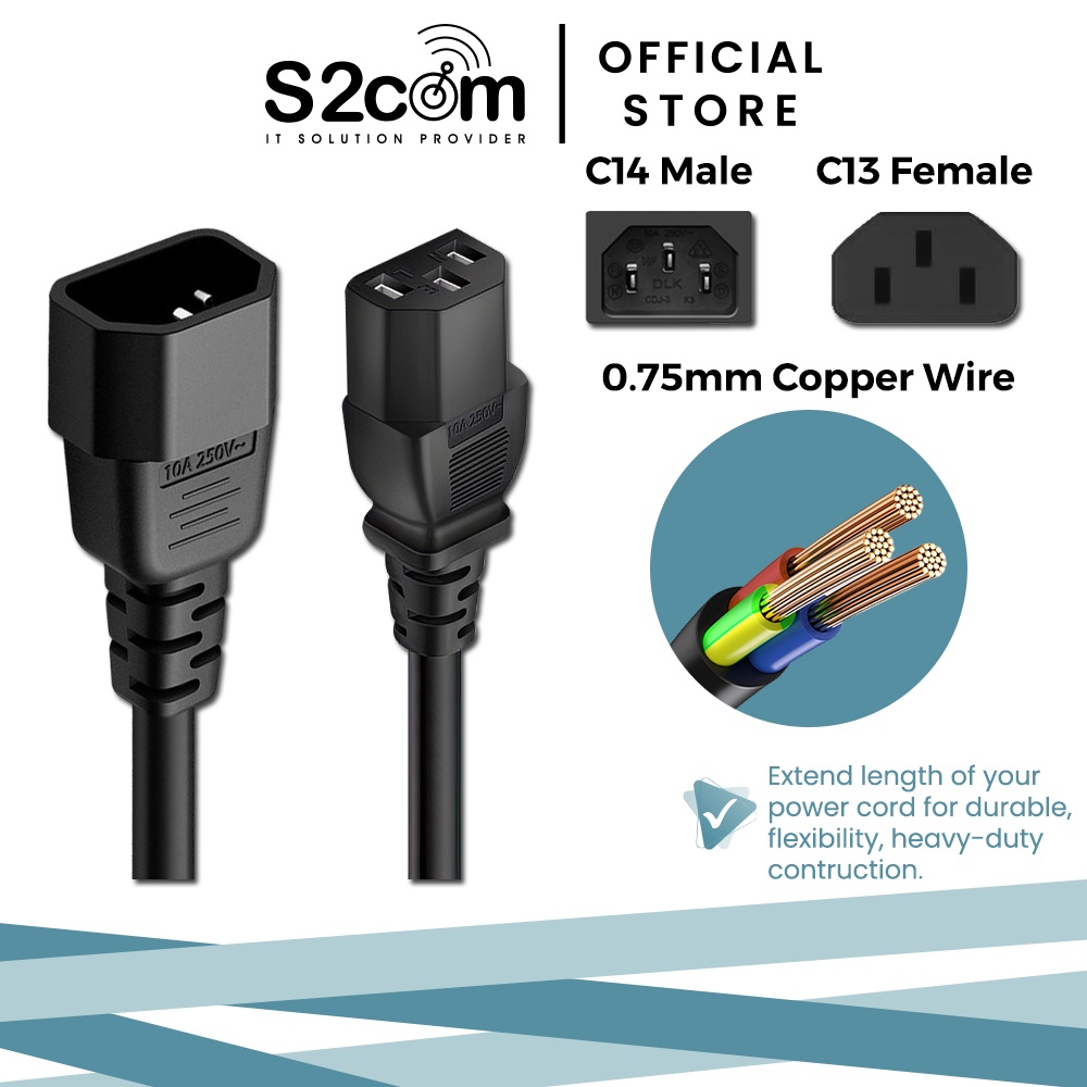 C14 to C13 Single Dual Power Cord 0.2M 1.8M 2M 3M 5M | Shopee Malaysia