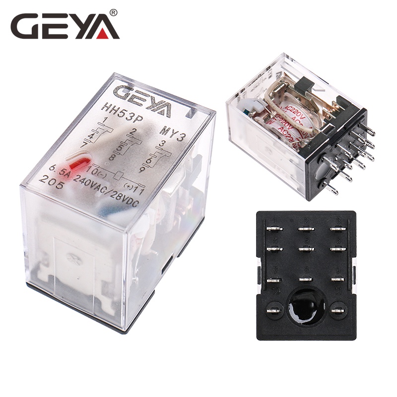 GEYA 11Pins Mini Relay DC5V DC12V DC24V AC110V AC220V HH53P 5A Miniature Electromagnetic General ...