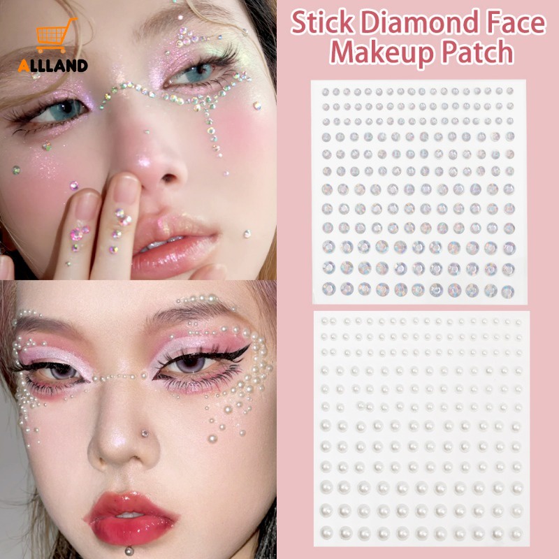 1 Sheet Pearl Face Decoration Decal/ Acrylic Peach Heart Rhinestones ...