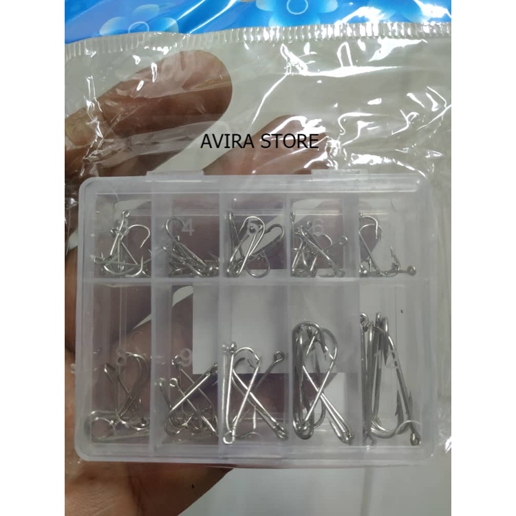 MALAYSIA STOCK- 50pcs Fishing Hooks 10 Sizes With Small Box / 50 Bentuk ...