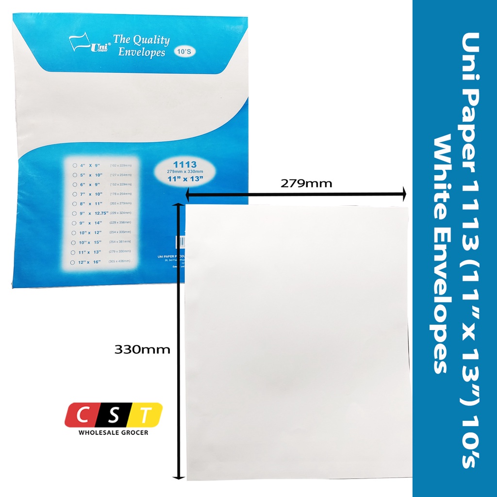 UNI PAPER 11x13 100g White Envelopes / Sampul Surat [1113] (10 Sheets ...
