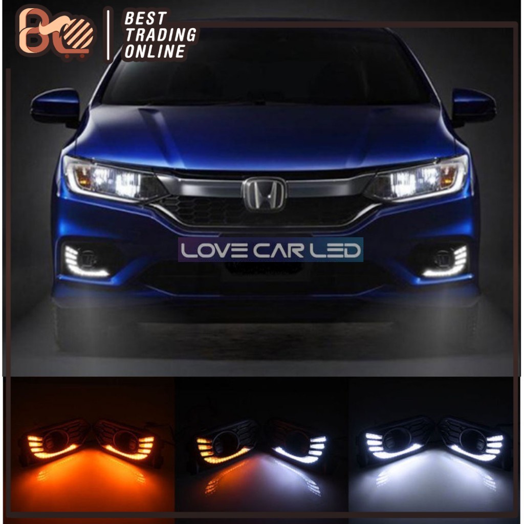 New DRL For Honda City 2017 LED Fog Lamp Daytime Running Light W/ Turn ...
