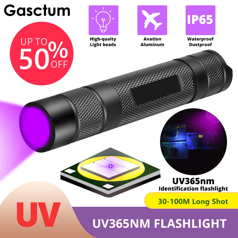 UV Flashlight 365nm UV Light black light Ultra Violets mini Ultraviolet Lanterna IP65 Flashlight ...