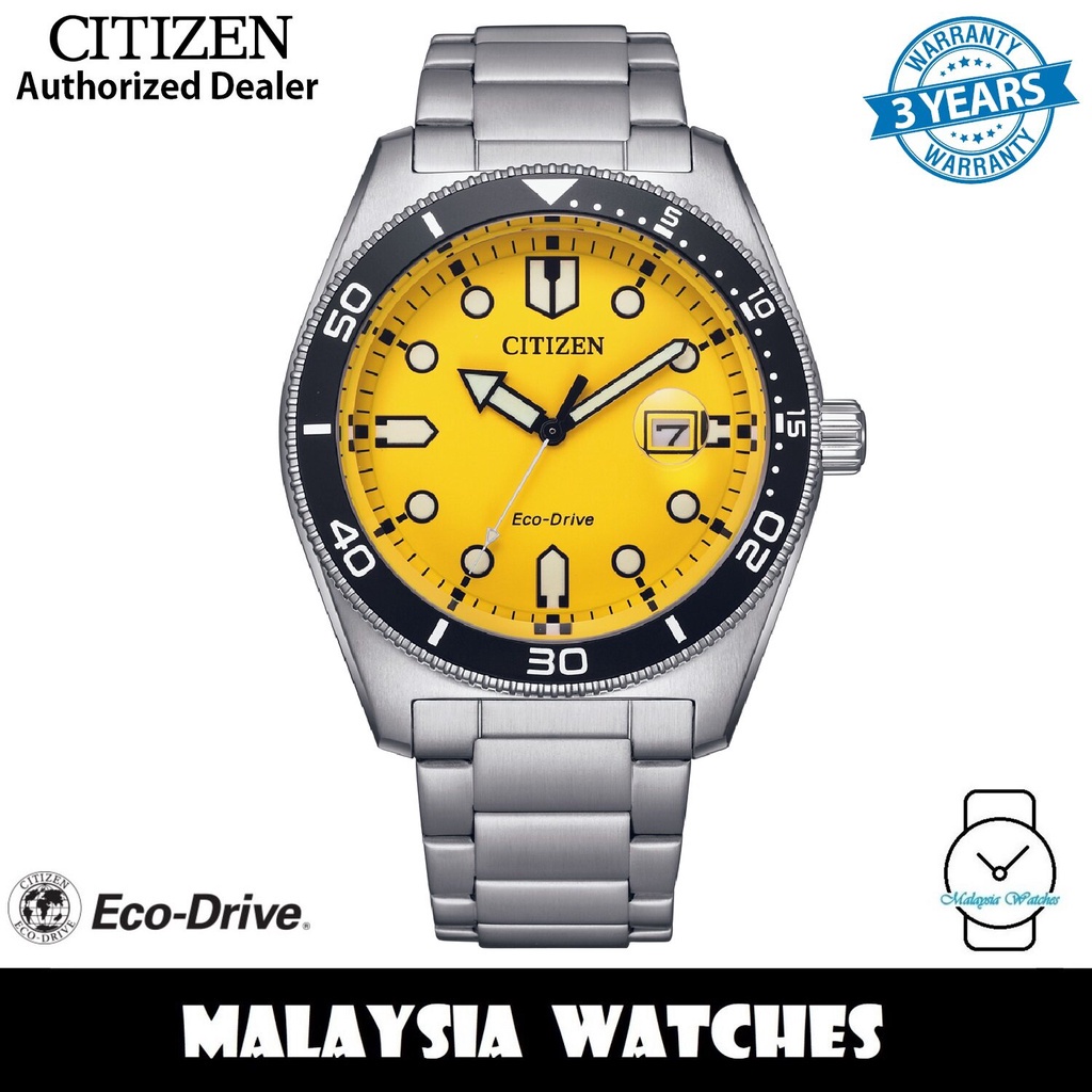 (100% Original) Citizen AW1760-81Z Eco Drive Yellow Dial Stainless ...