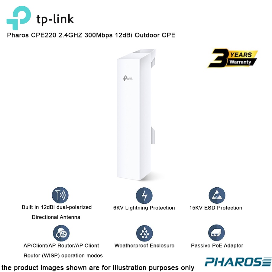 TP-LINK PHAROS CPE220 2.4GHZ 300Mbps 12dBi Outdoor CPE | Shopee Malaysia