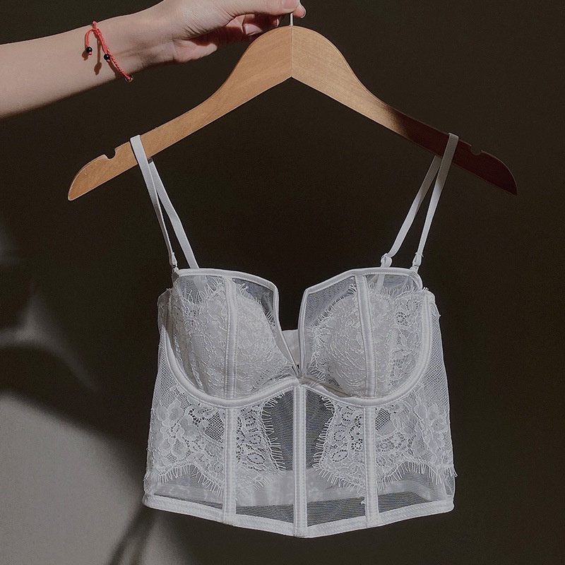 French Sexy Fishbone Vest Bra Comfortable Rabbit Ears Eyelashes Lace ...
