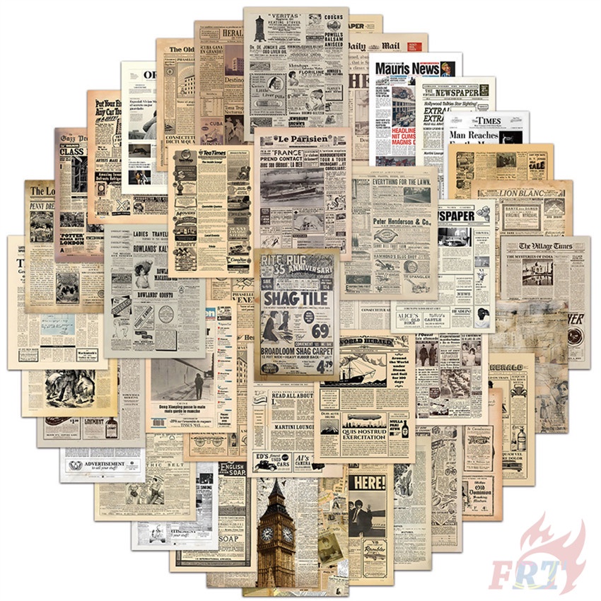 60Pcs/Set Vintage Newspaper Series 02 Stickers DIY Fashion Waterproof ...