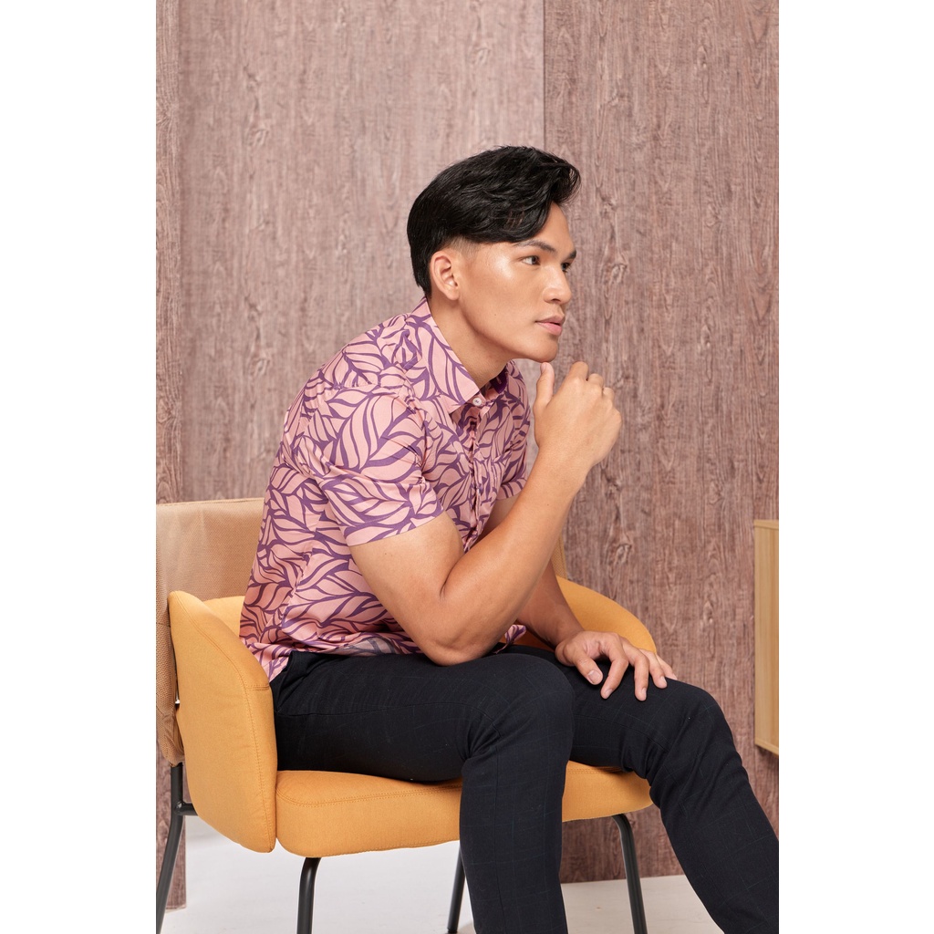 I Am Famous Slim Fit Shirt - Pink Peach Leaf | Shopee Malaysia