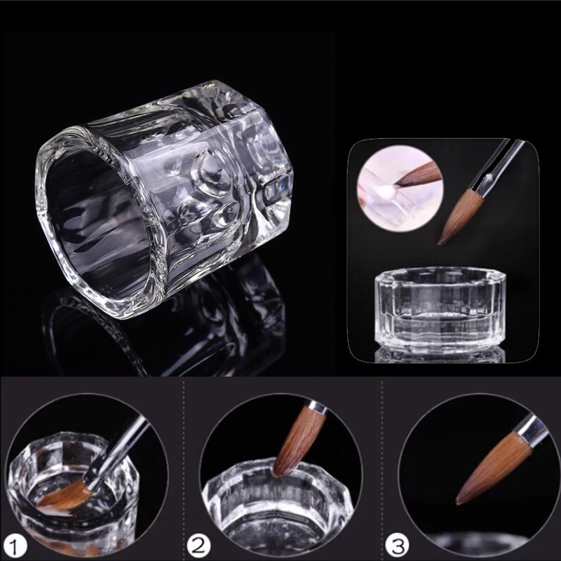 UNKIO Nail Manicure Glass Cup Crystal for Polygel Slip Solution Acrylic ...