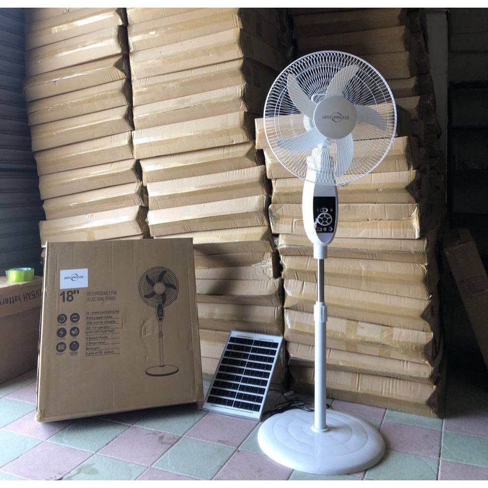 Kipas Solar Fan Solar Electric Fan 18 Inch Rechargeable Fan 10W Panel ...