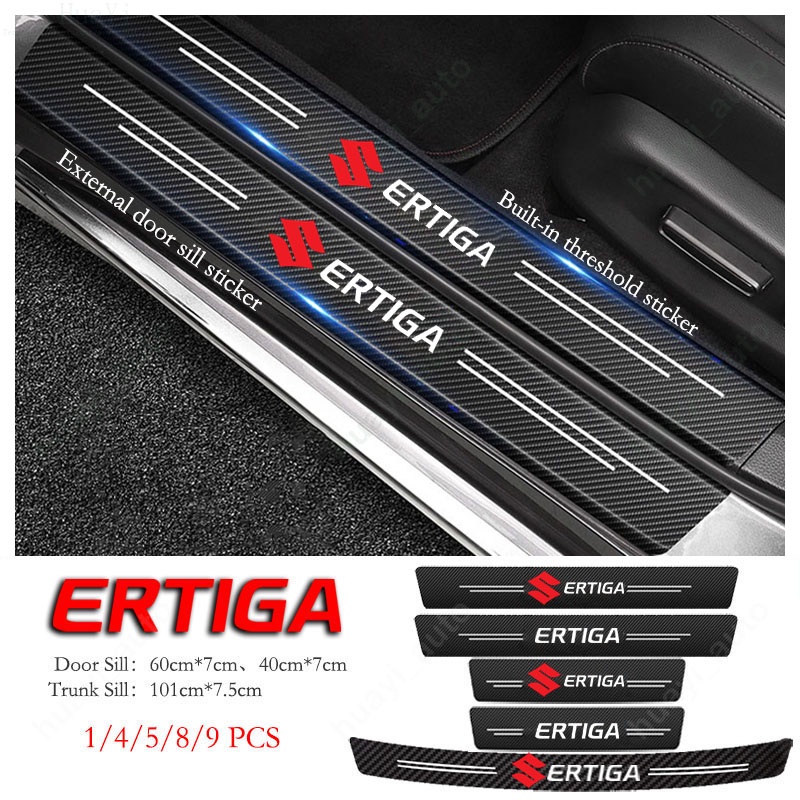 Suzuki Ertiga Car Door Sill Sticker Anti-Scratch Carbon Fiber leather ...