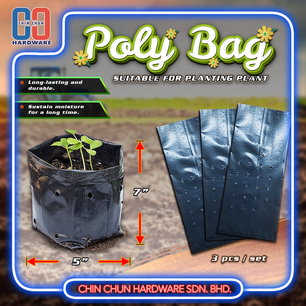 3pcs POLY BAG|POLYBAG|NURSERY PLANTATION PLASTIC|PLASTIK SEMAIAN BENIH ...