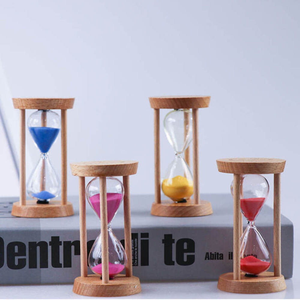 3/5 Minute Wooden Round Small Hourglass Creative Timekeeping Glass ...
