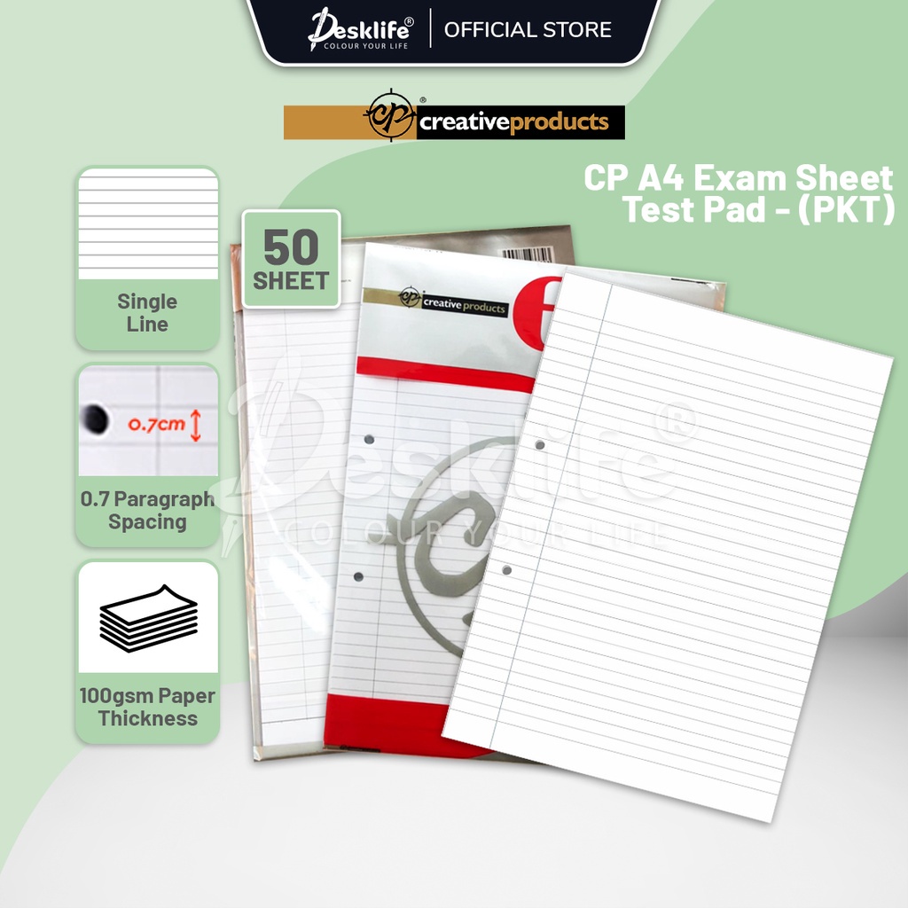 Desklife CP A4 Exam Sheet 50s 100gsm -(PKT) School Office Stationery ...