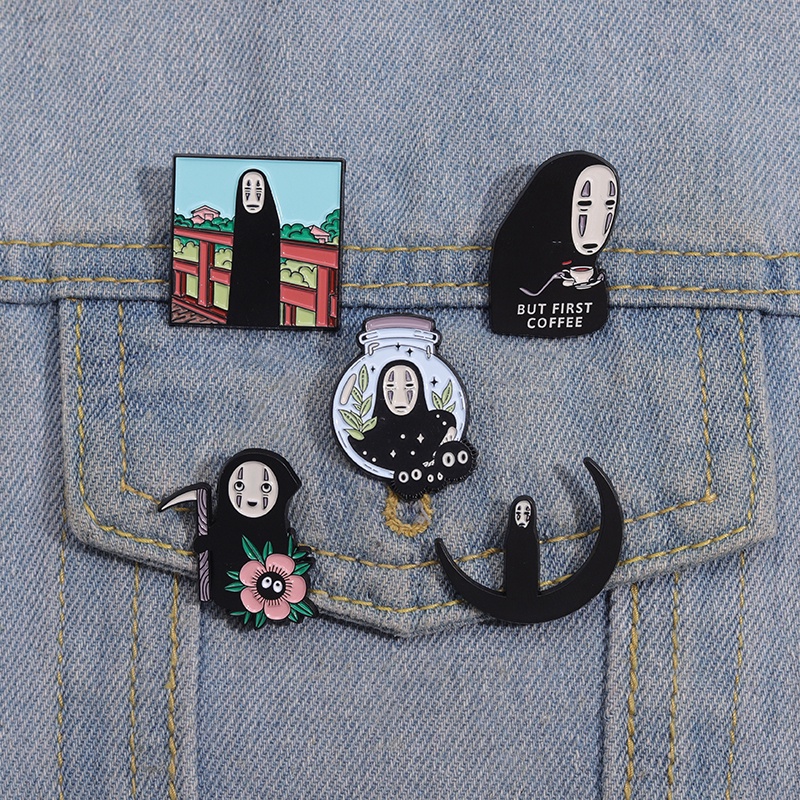 Ghibli Anime No Face Man Enamel Pin Classic Spirited Away Brooch Badges ...
