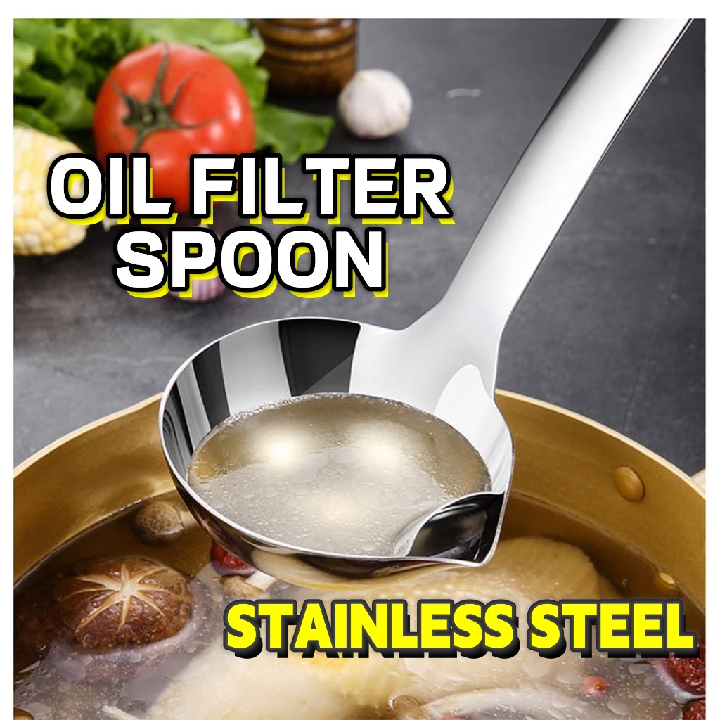 Spoon Soup Oil 304 Stainless Steel Kitchen Scoop Filter Grease Spoon ...