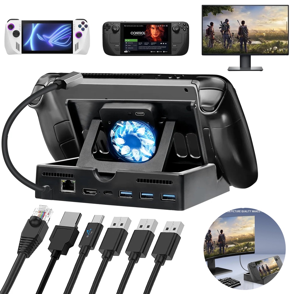 For Asus Rog Ally 6-In-1 Docking Station for Rog Ally / Steam Deck with ...