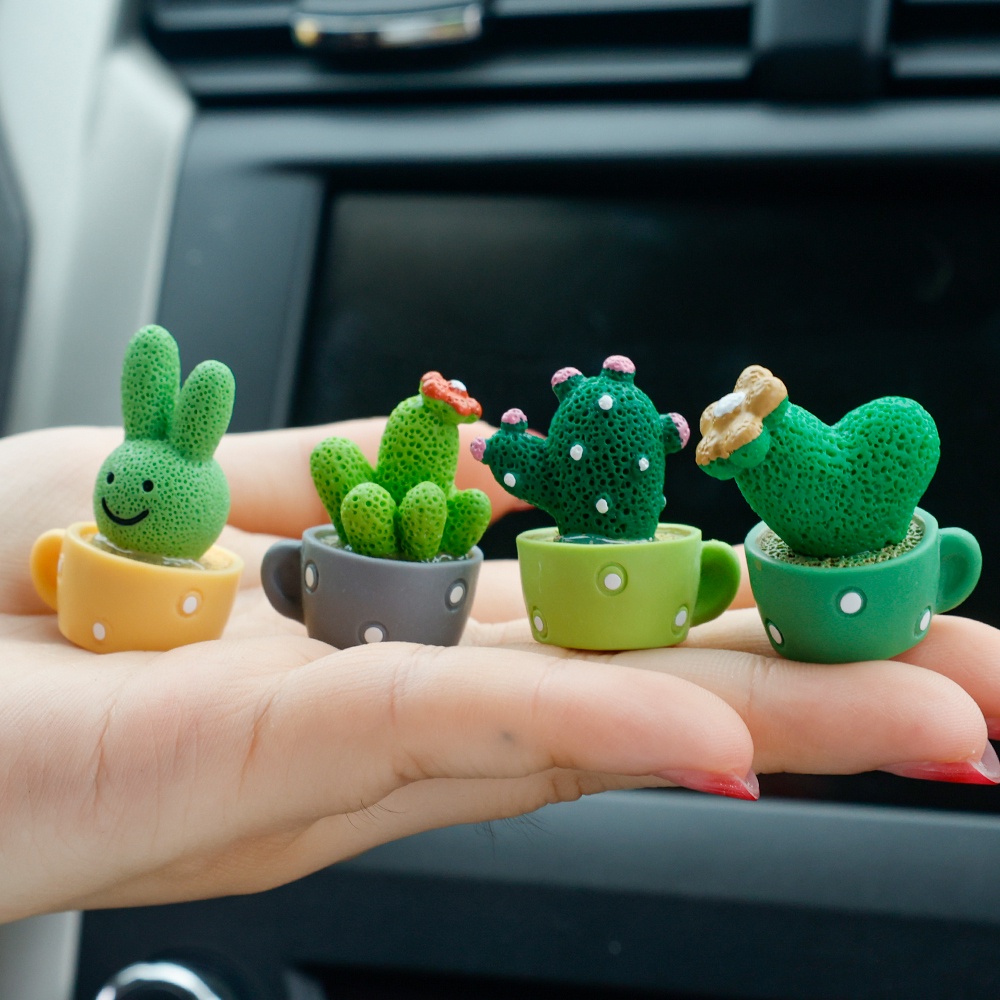 1/5Pcs Mini Resin Cactus Figurines Ornaments / Succulent Bonsai Decor ...