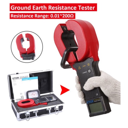 Digital Clamp Earth Resistance Tester Meter 0.01- 200 Ohm Data Memory ...
