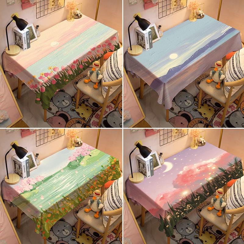 Cute Oil Painting Wallpaper Girl Heart Tablecloth Student Dormitory ...