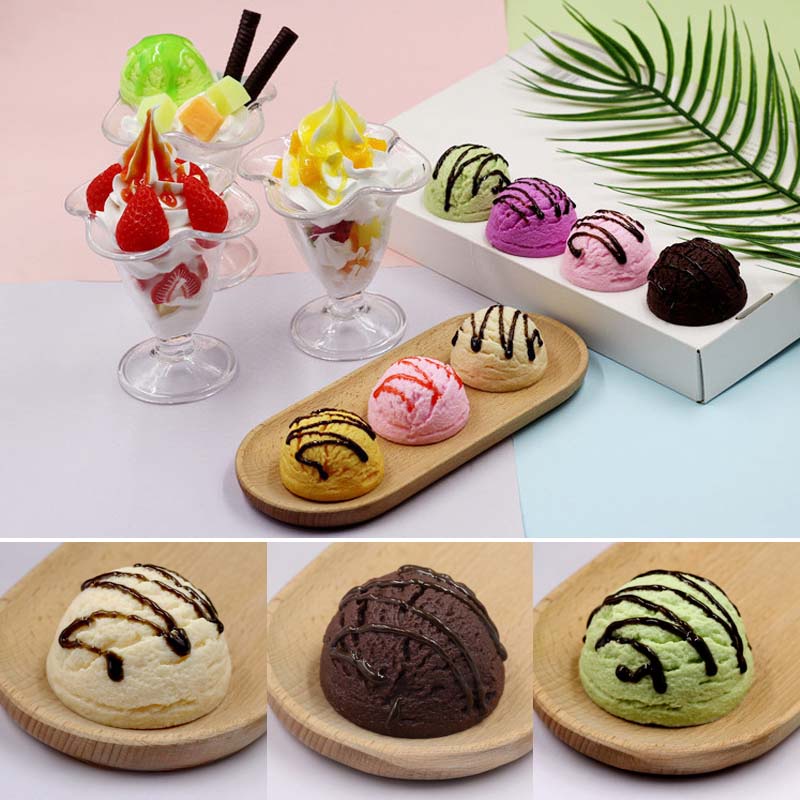 Artificial Ice Cream Scoops Simulated Chocolate Bar Realistic Imitation ...