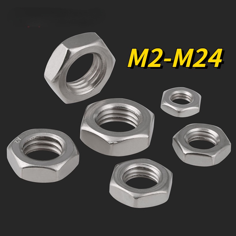 [XNY] 304/316 Stainless Steel Hex Thin Nut M3M4M5M6M8M10M12 Fine Thread ...