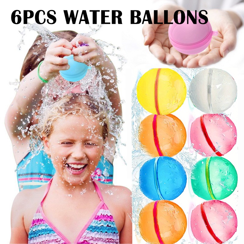 6Pcs Water Balloons Reusable Silicone Water Balloon Colorful Water Bomb ...