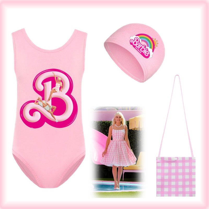 2023 Movie One-Piece Barbie Swimsuit for Kids Girl 2-12yrs Fashion ...