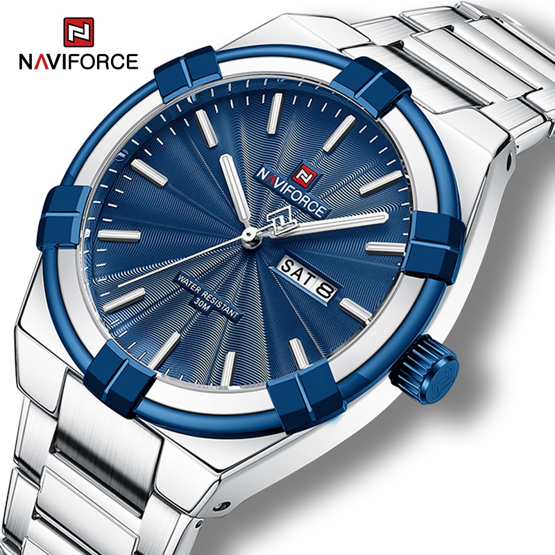 NAVIFORCE Man Steel Waterproof Masculino Auto Day and Date Display ...