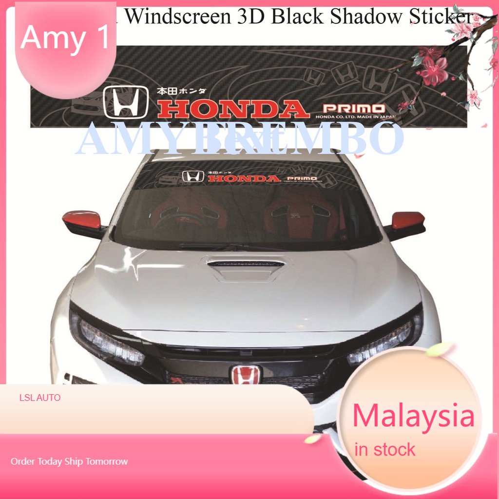 UNIVERSAL SUNSHIELD WINDSCREEN 3D BLACK SHADOW CAR STICKER | Shopee ...