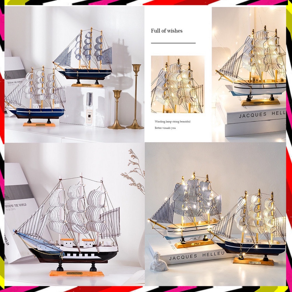 Decorat boat Sailing Gift home decation Sailing boat with light ...