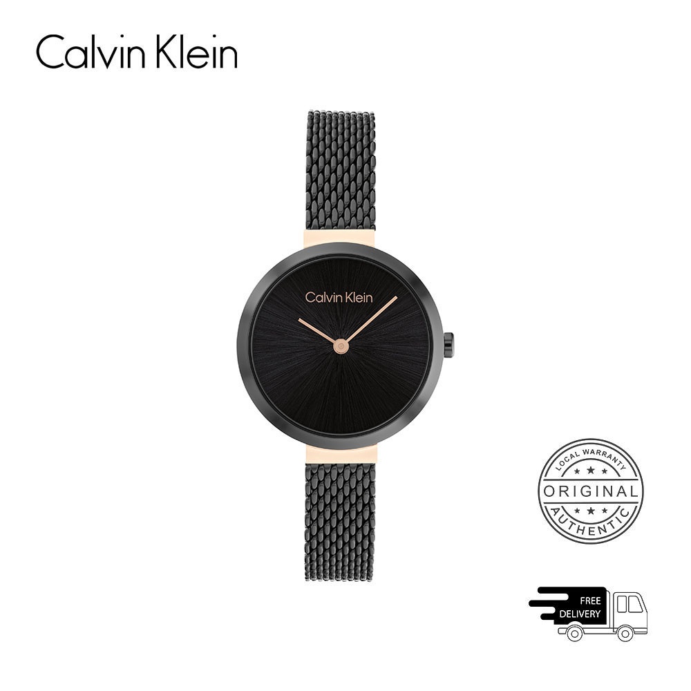 Calvin Klein Minimalistic T Bar Mesh Ionic Plated Black Steel Women's ...