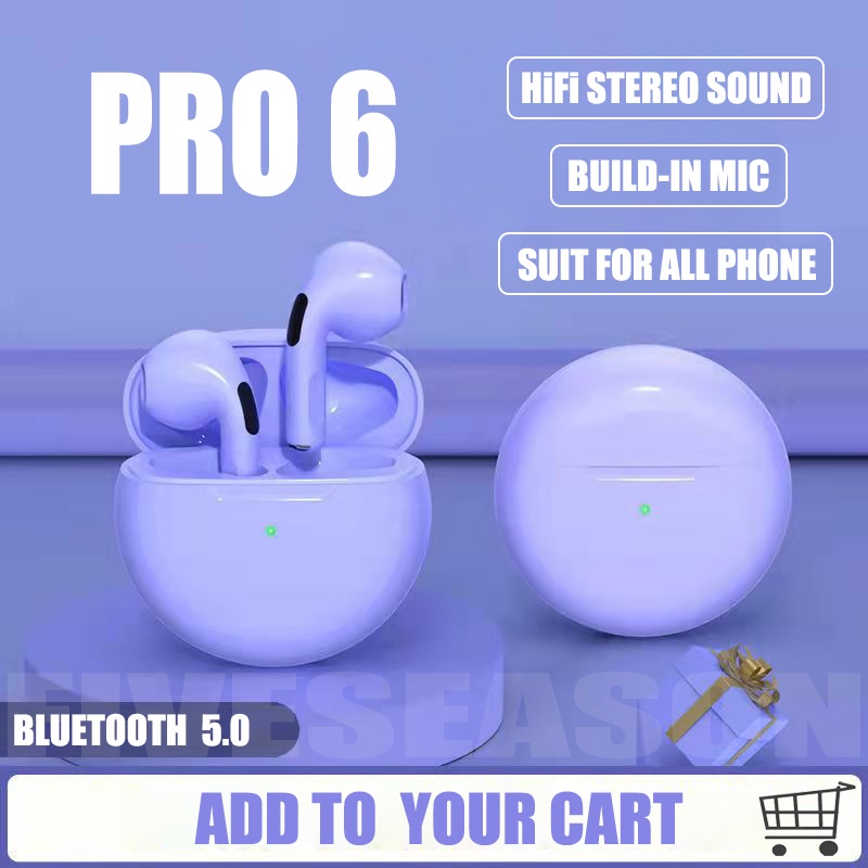Original Pro6 Tws Bluetooth Earbuds Wireless Bluetooth Earphone Touch