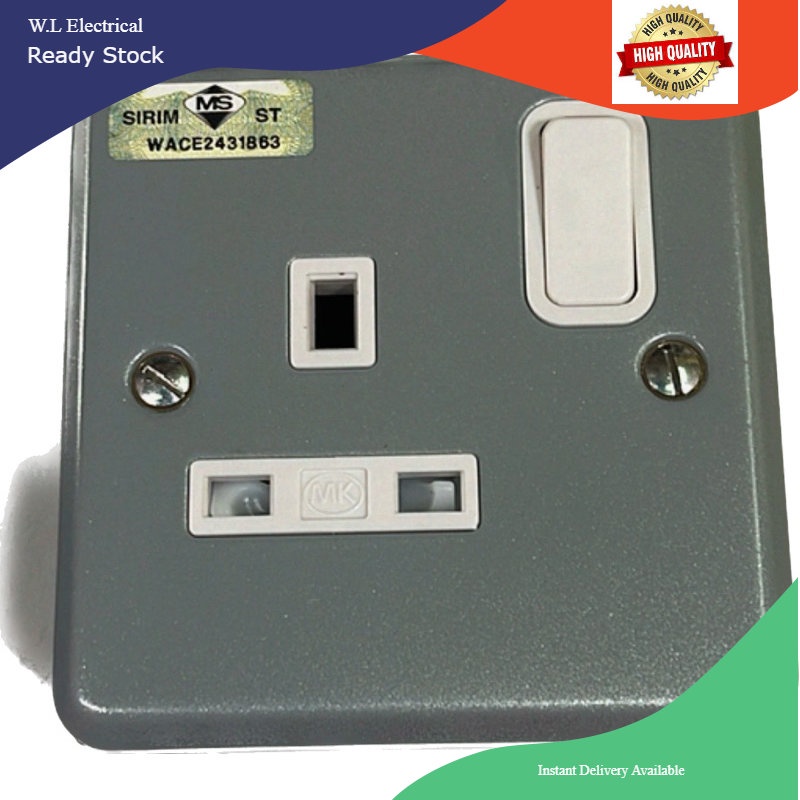 MK 13A 250V~1 Gang Metal Clad Switch Socket Outlet(SIRIM Approved ...