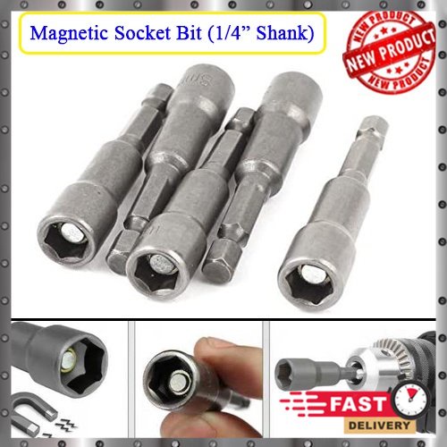 M8 X 45MM / 65MM Hex 1/4" Shank Magnetic Nut Driver Socket Set Magnetic ...