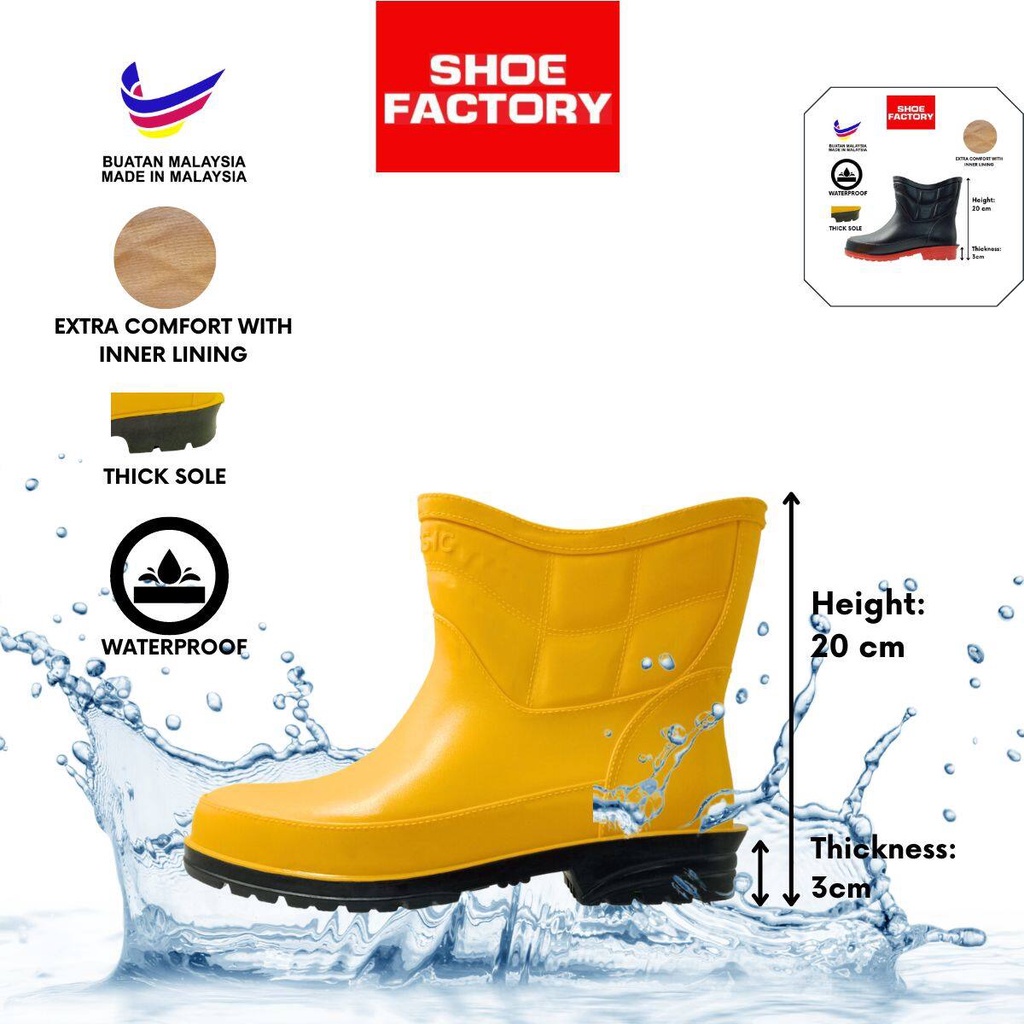 Gajah King Low Cut Rain Boots With Lining Gardening Boots Kasut Hujan ...
