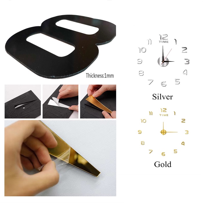 3D DIY Large Wall Clock /DIY Stiker Dinding Cermin Jam 3D/贴墙时钟 | Shopee ...