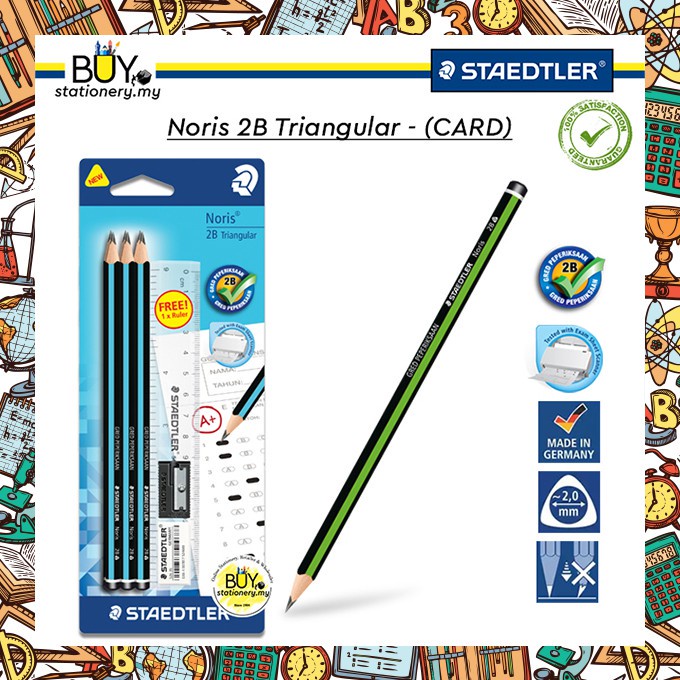 Staedtler Noris Stationery Set Triangular 2B Pencil -(CARD) Stationary ...