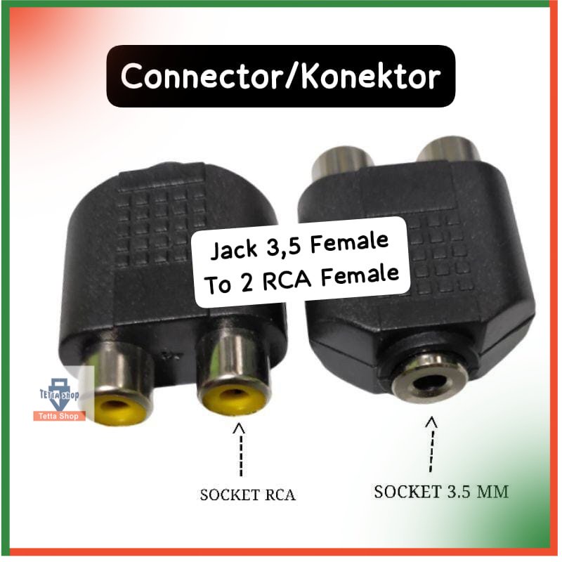 Audio Connector Female to Female Aux Jack 3.5 Female to 2 RCA Female ...