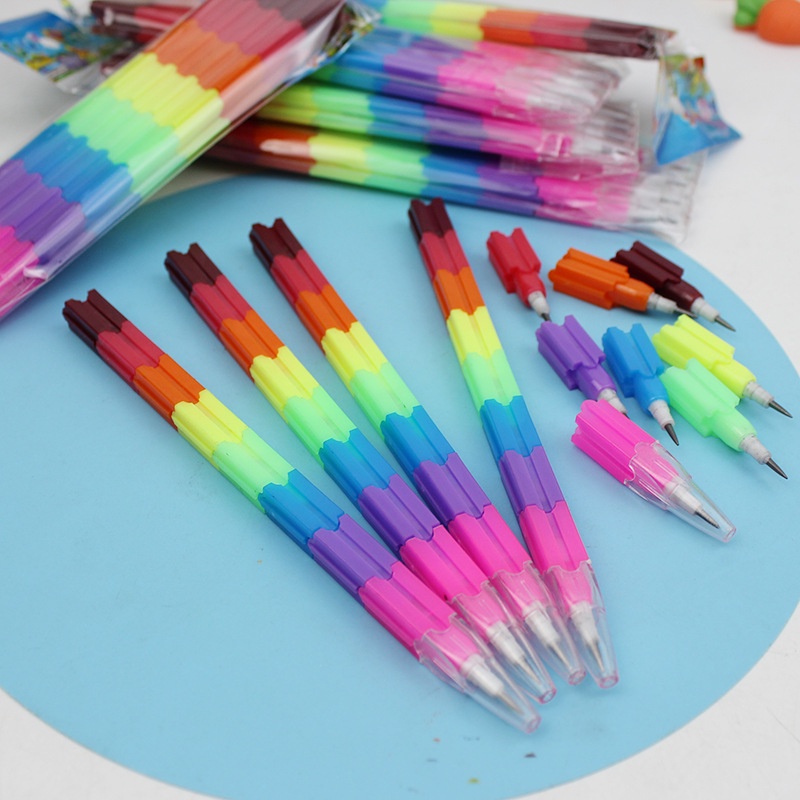Creative Rainbow Multifunctional Bullet Building Blocks Pen Pencil ...