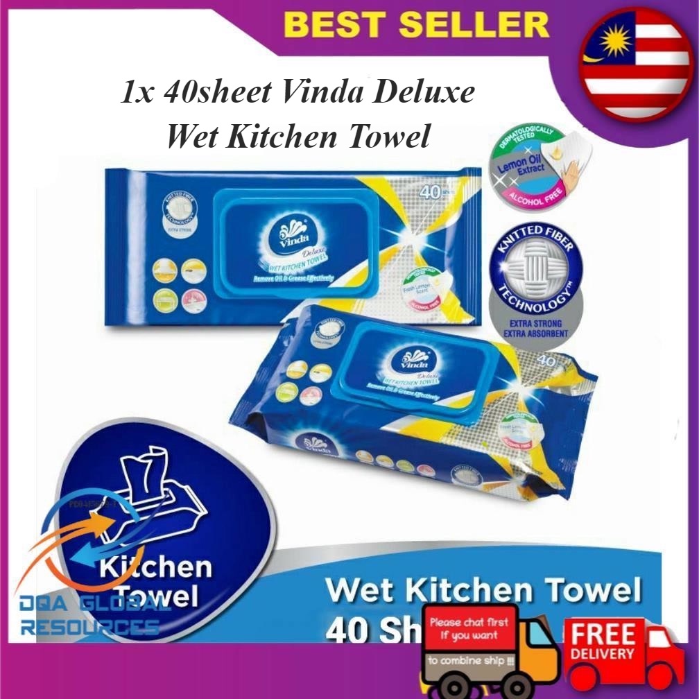 VINDA Deluxe DRY & WET Kitchen Towel / DRY=80Sheet X 3 + 1 Packs ...