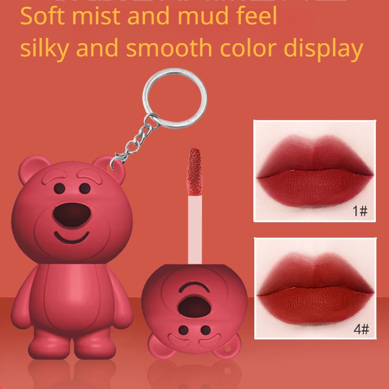 Matte Finish Lip Tint Bear Keychain Lipstick Cute and Versatile ...