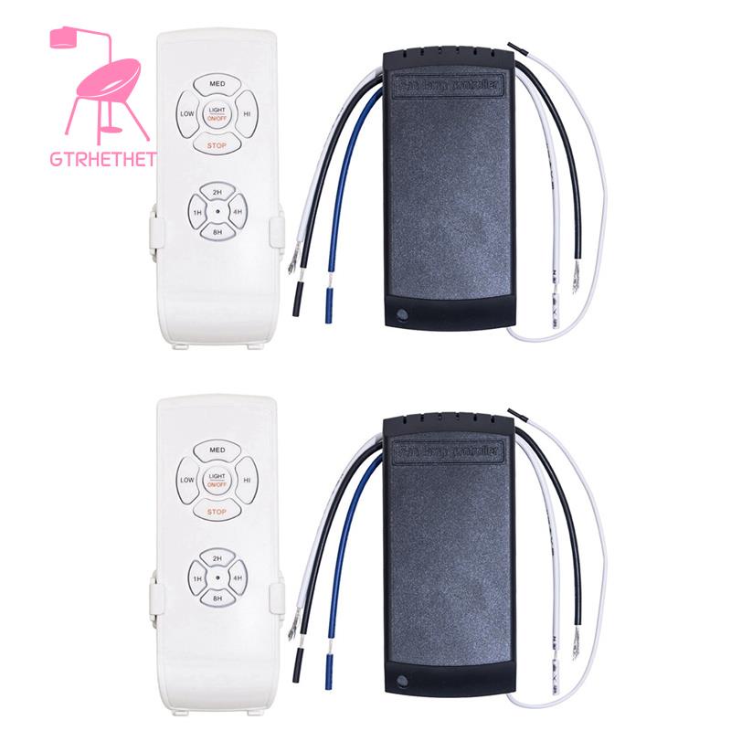 2X Universal Ceiling Fan Lamp Remote Control Kit AC 220V Timing Setting ...