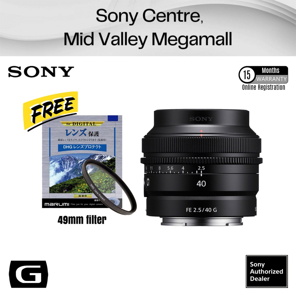 Sony FE 40mm F2.5 G Full Frame Compact & superbly-built standard prime ...